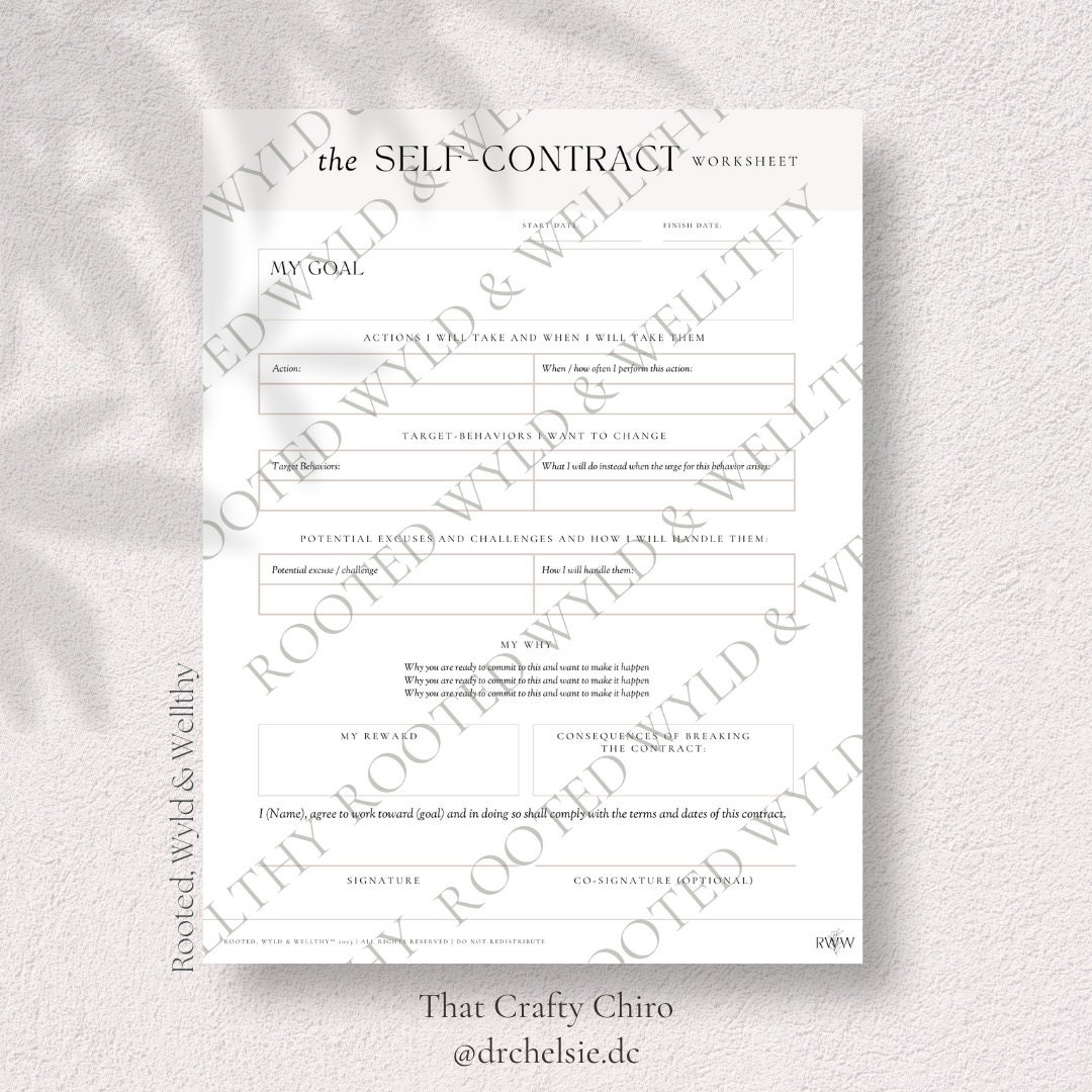 Self-contract Worksheet - Etsy