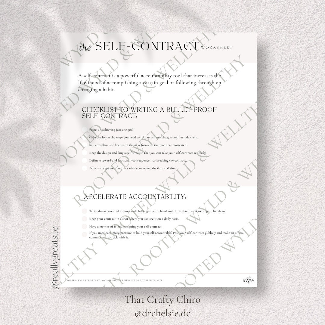 Self-contract Worksheet - Etsy