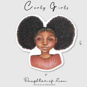 Waterproof Vinyl Sticker Set~curly Girls~woc~afro Hair Art~black Girl ...