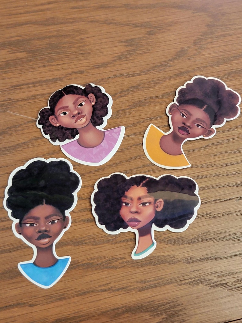 Afro-inspired Black Girl Stickers – Waterproof Laminated Art - Etsy