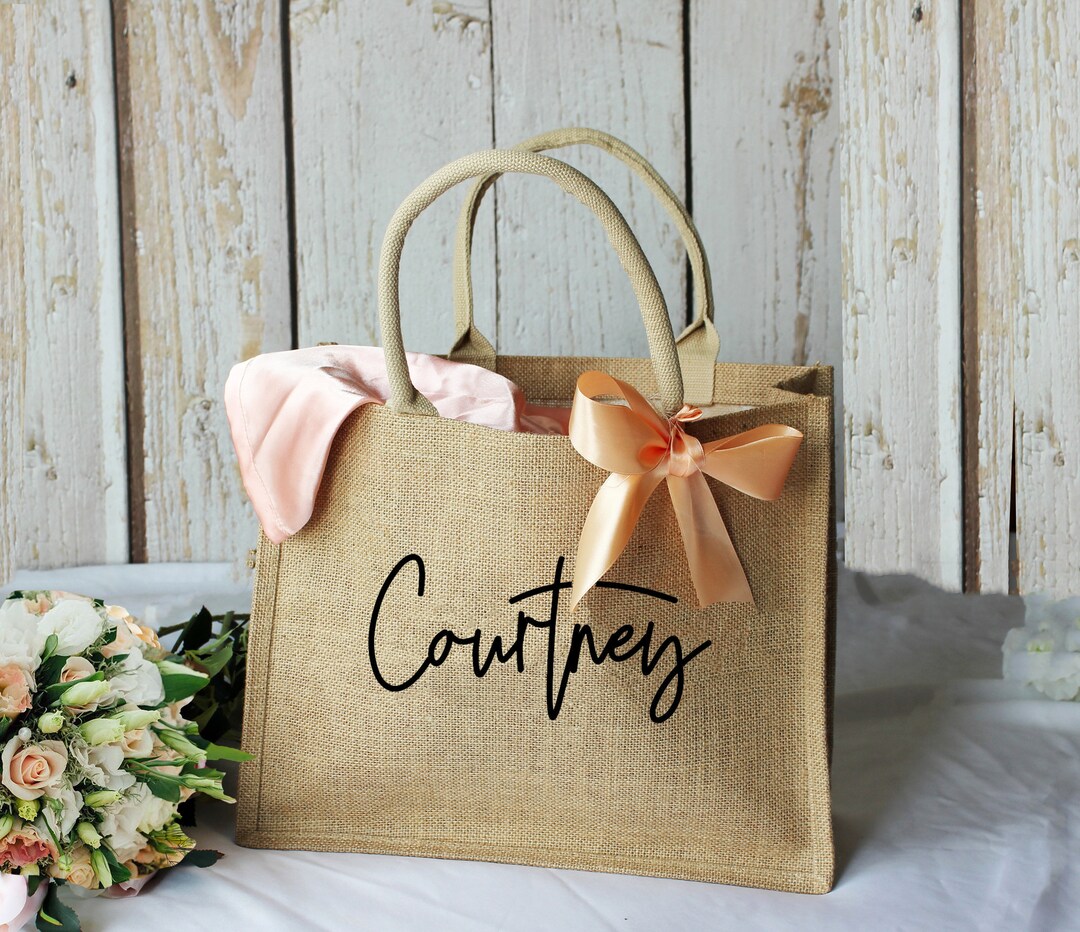 Personalized Bridesmaid Tote Bags With Scarf, Maid of Honor Tote Bag ...