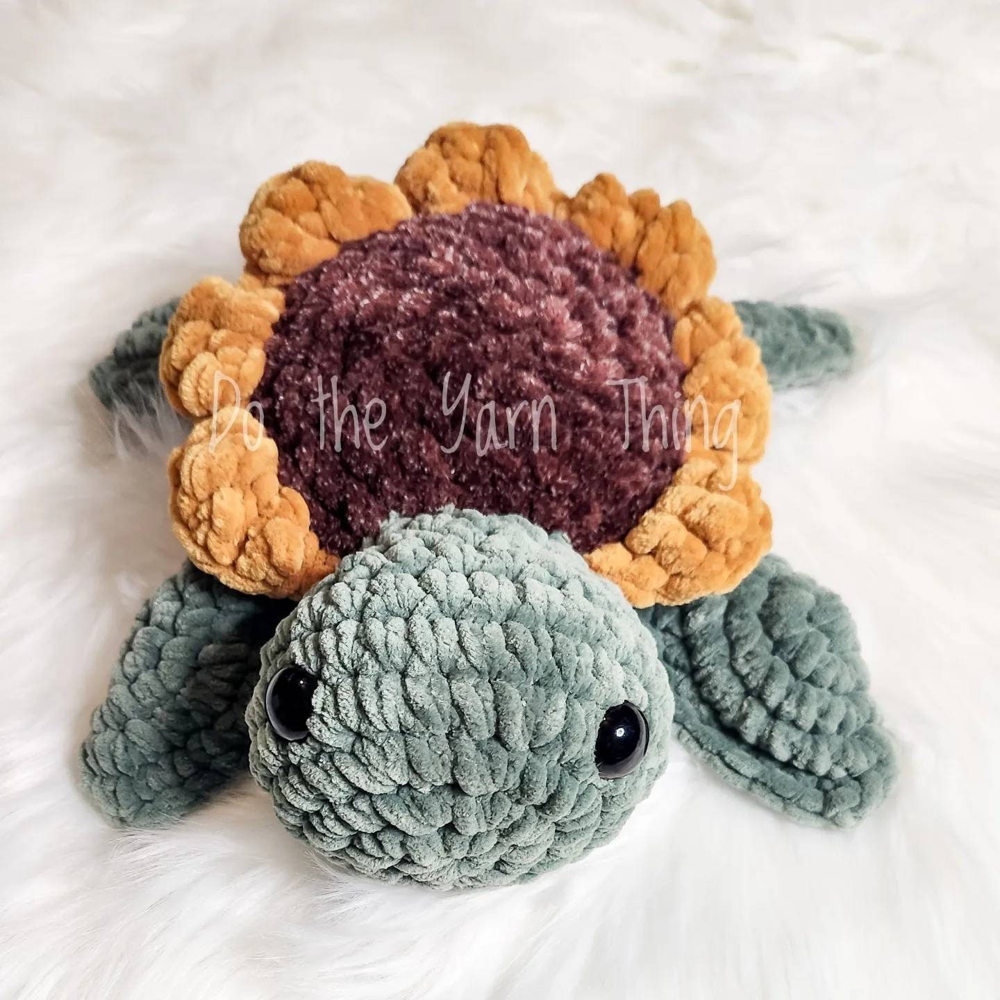 Crochet Sunflower Turtle, Large Sunflower Sea Turtle, Turtle Plushie ...