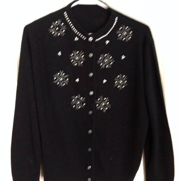 Black Beaded Sweater - Etsy