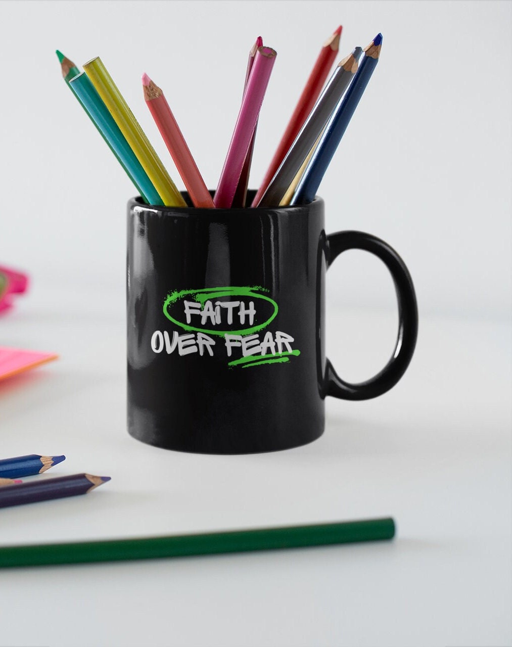 Faith Over Fear Mug, Graffiti Christian Coffee Mug, Christian Merch God ...