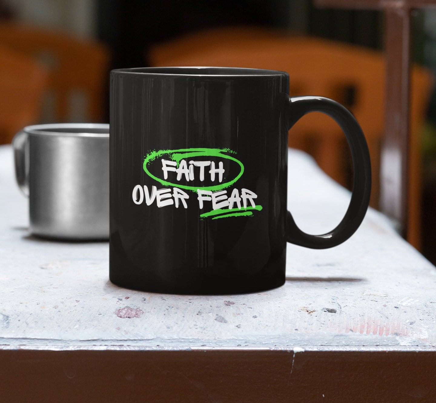 Faith Over Fear Mug, Graffiti Christian Coffee Mug, Christian Merch God ...