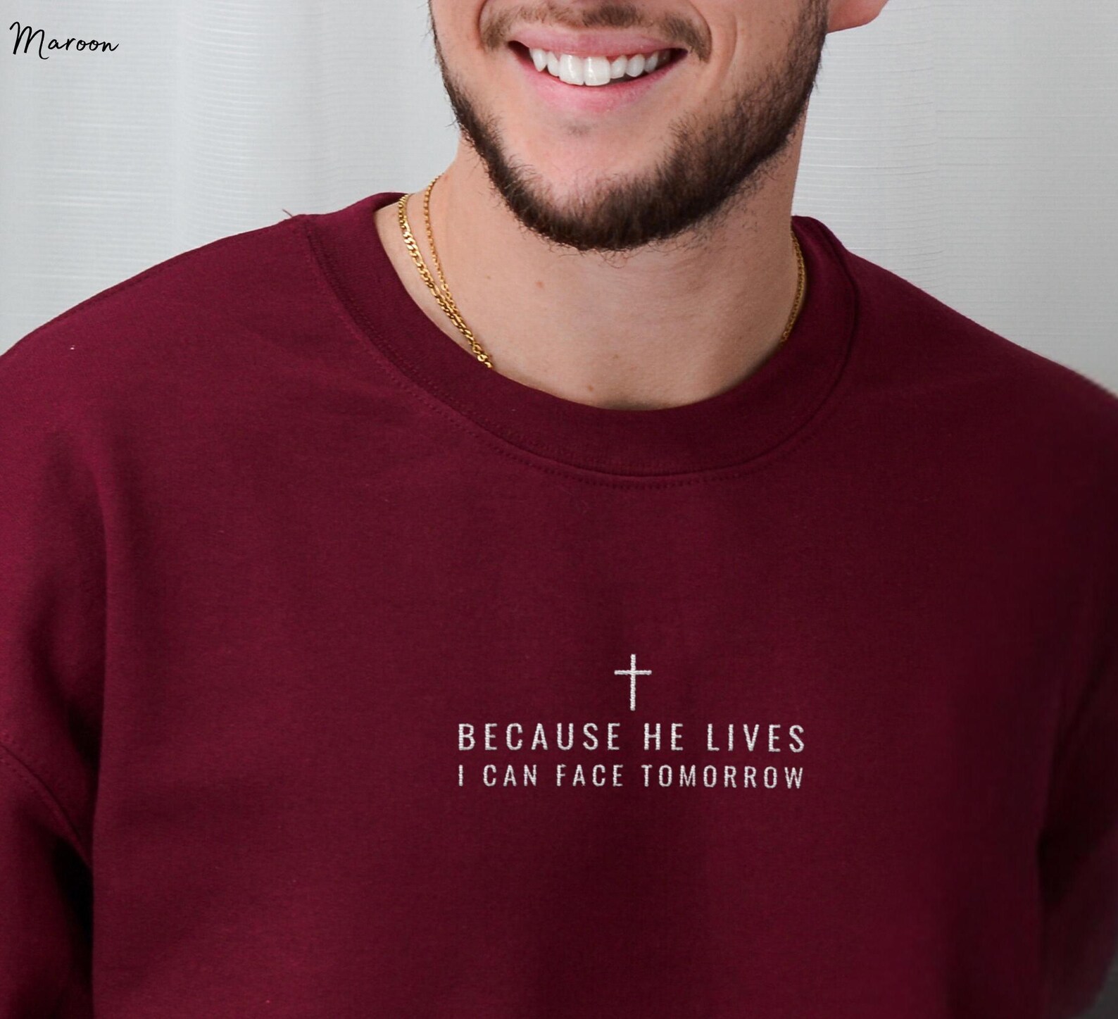 Embroidered Christian Sweatshirt for Men Hymn Faith Crewneck Sweater ...