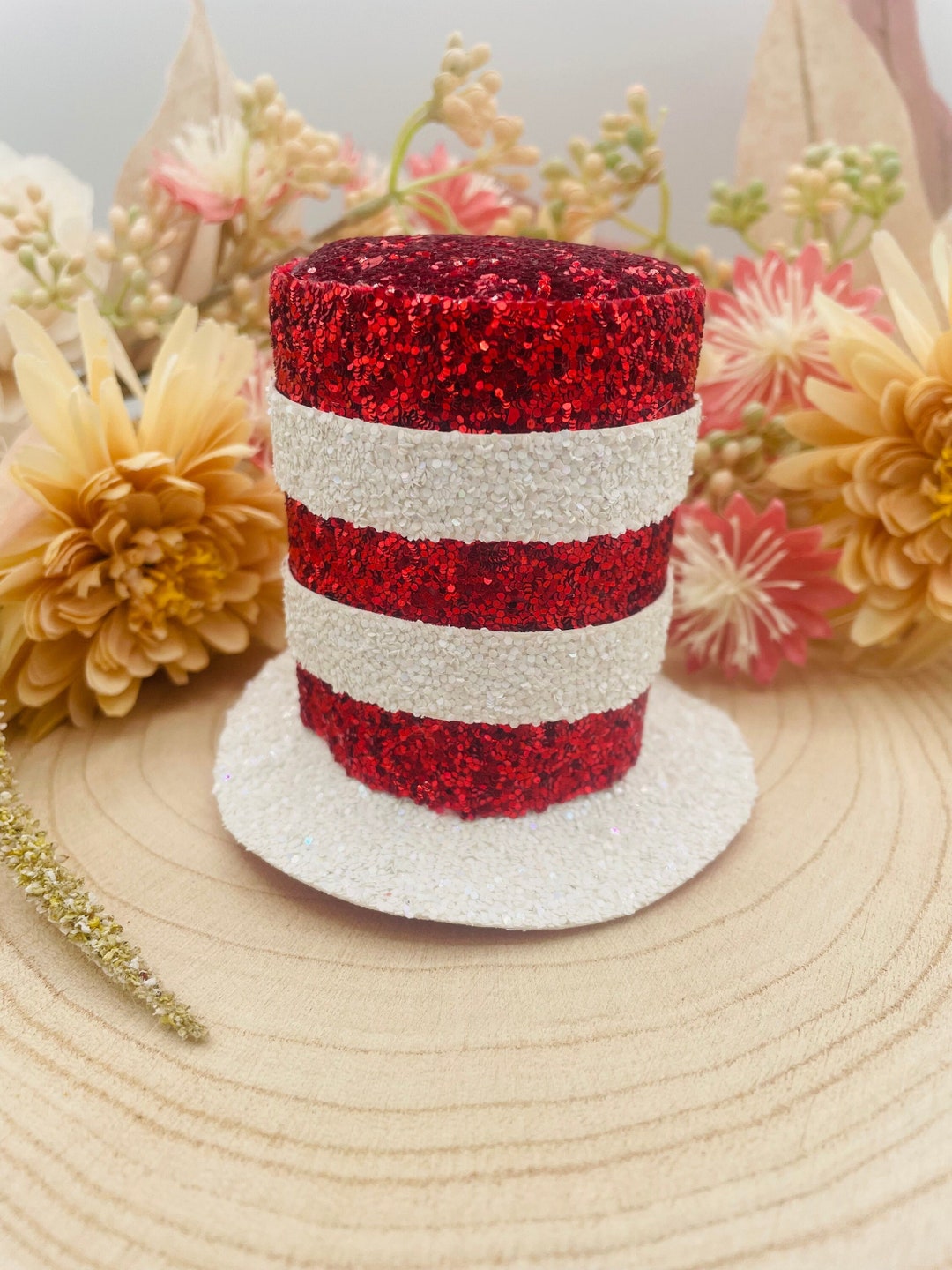 Mini Long Top Hat Hair Clip - Red and White Top Hat Hair Clip - Etsy