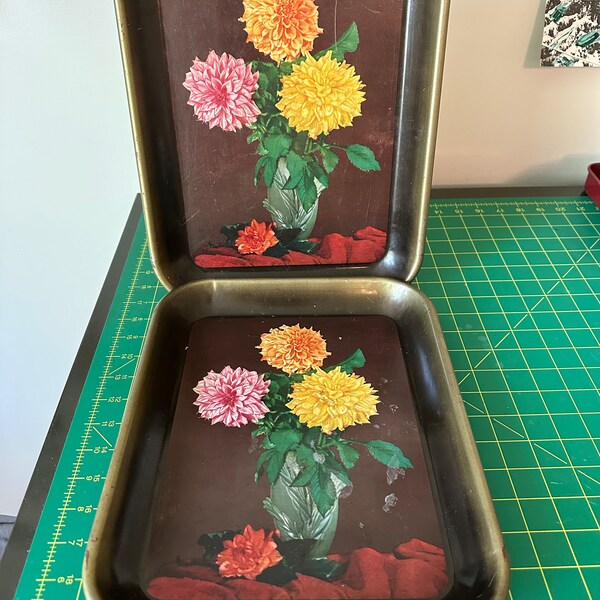 Floral Metal Tray - Etsy