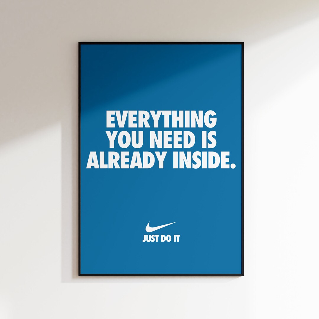 Nike Motivational Quote Poster White, Nike Wall Art, Just Do It Poster ...