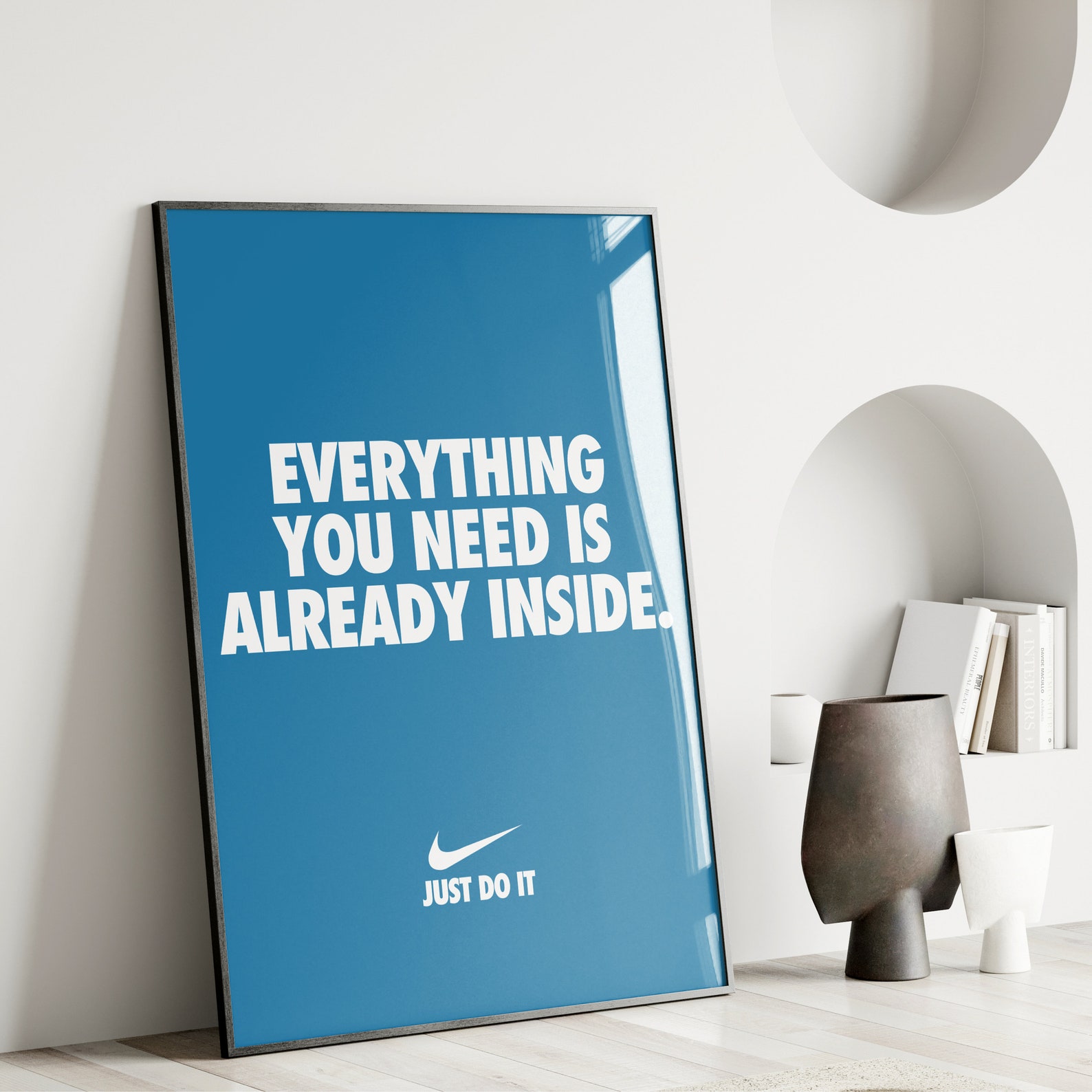 Nike Motivational Quote Poster White, Nike Wall Art, Just Do It Poster ...