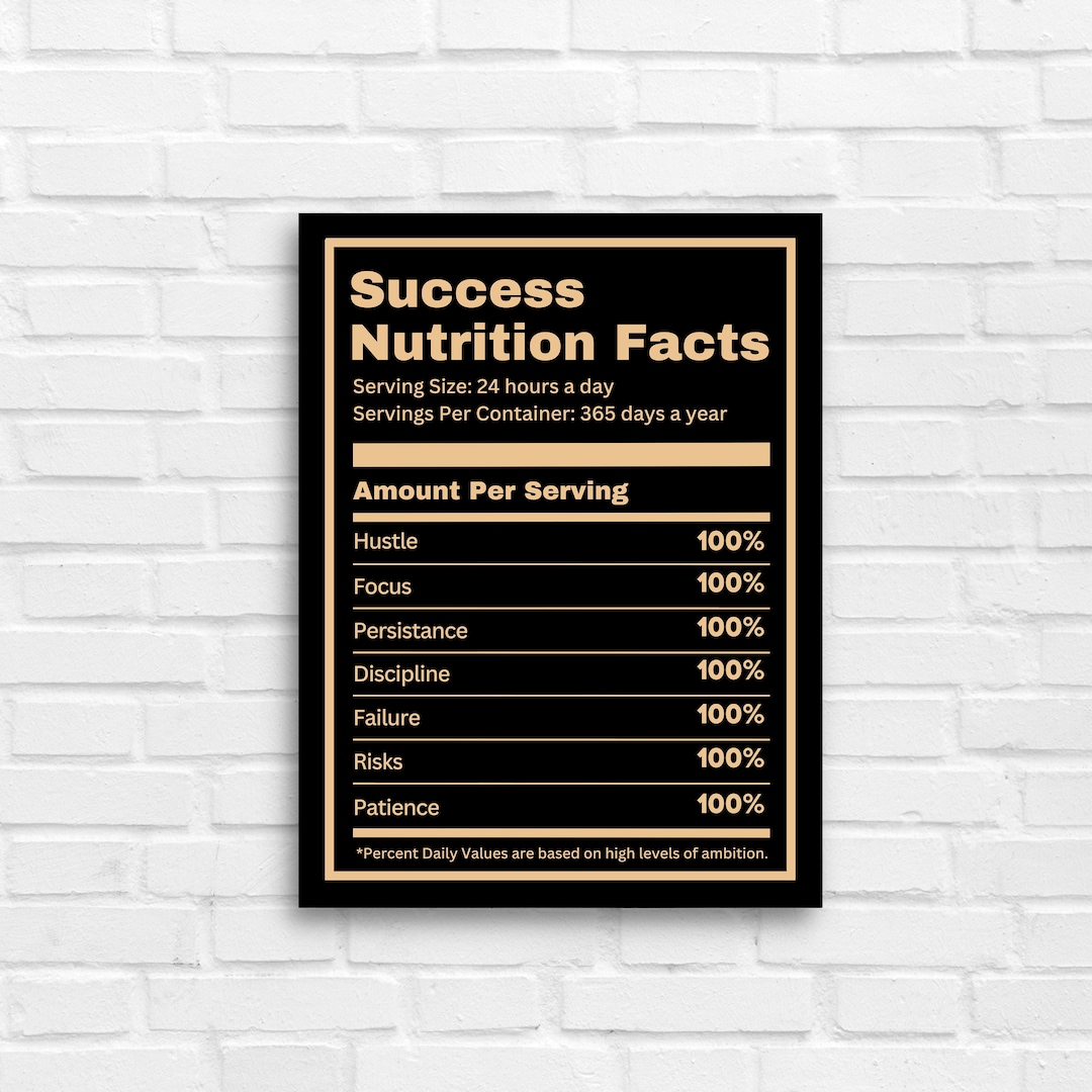 Success Nutrition Facts Poster Motivational Poster Wall - Etsy