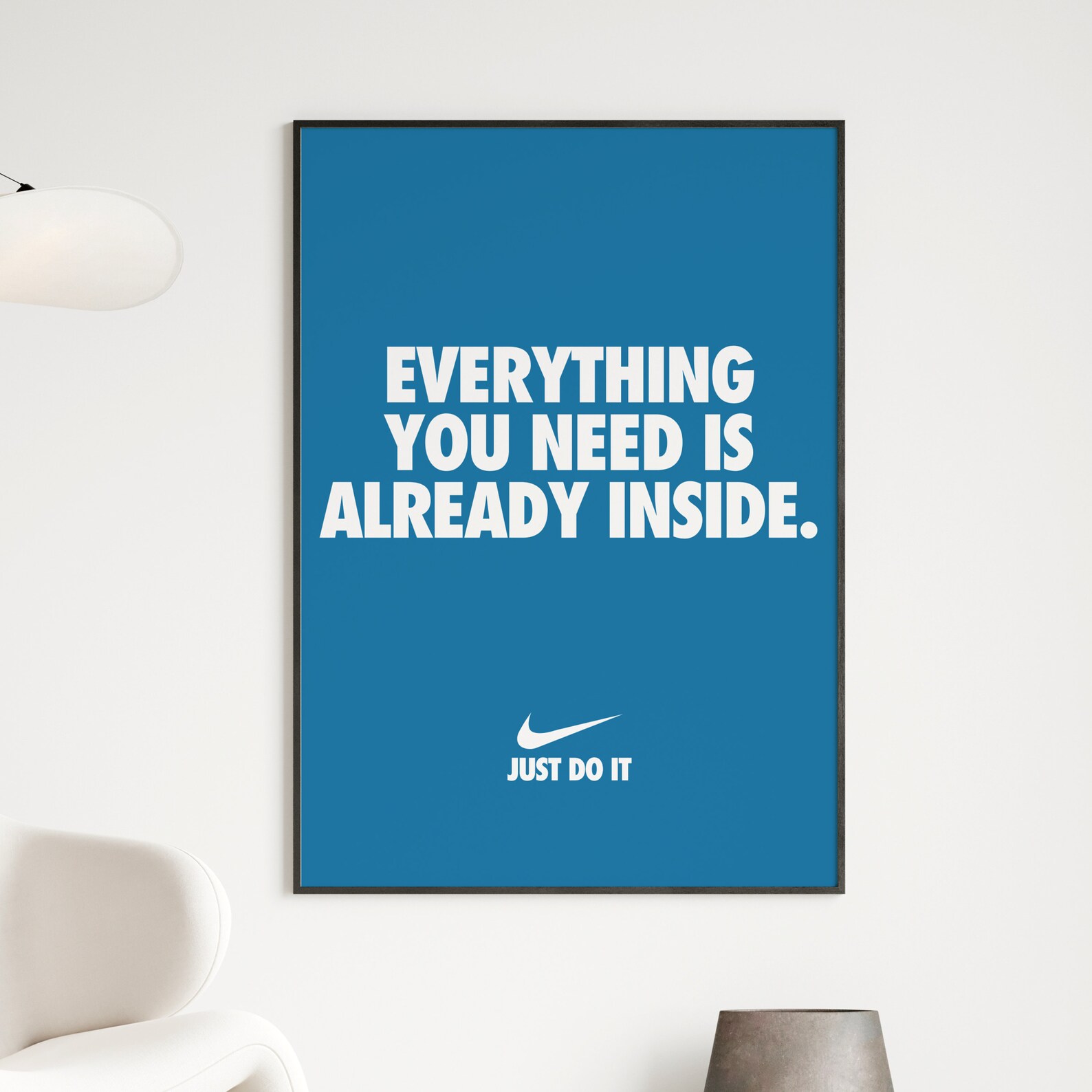 Nike Motivational Quote Poster White, Nike Wall Art, Just Do It Poster ...