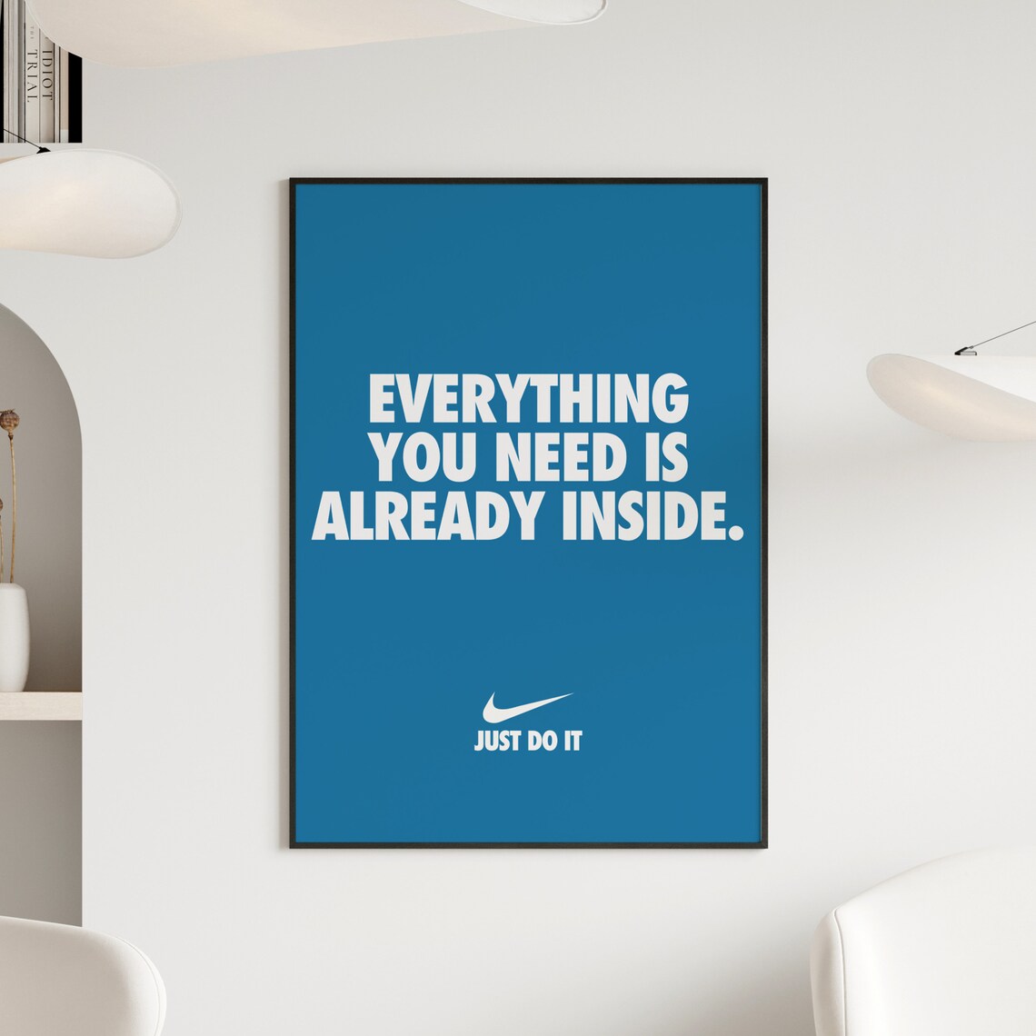 Nike Motivational Quote Poster White, Nike Wall Art, Just Do It Poster ...