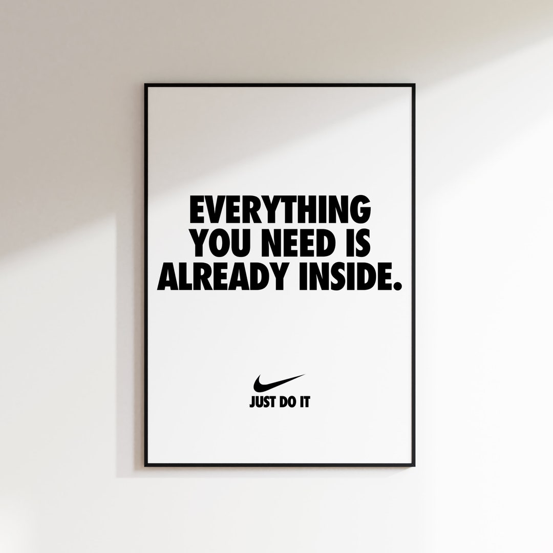 Nike Motivational Quote Poster White, Nike Poster, Nike Wall Art, Just ...