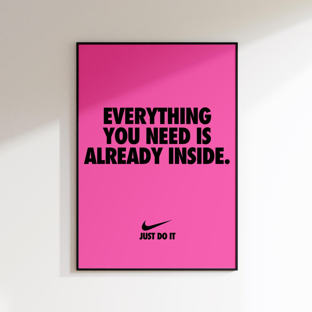 Nike Motivational Quote Poster White, Nike Wall Art, Just Do It Poster ...