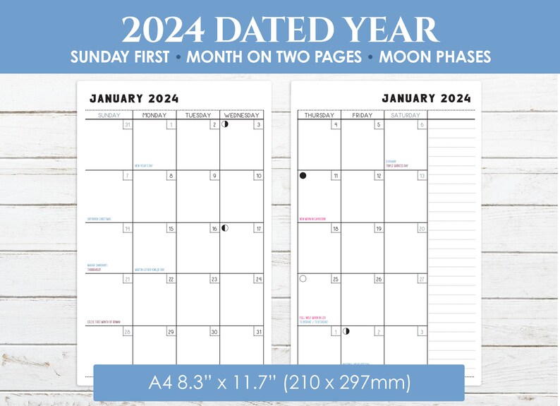 Printable 2024 Yearly Planner A4 Size - Etsy