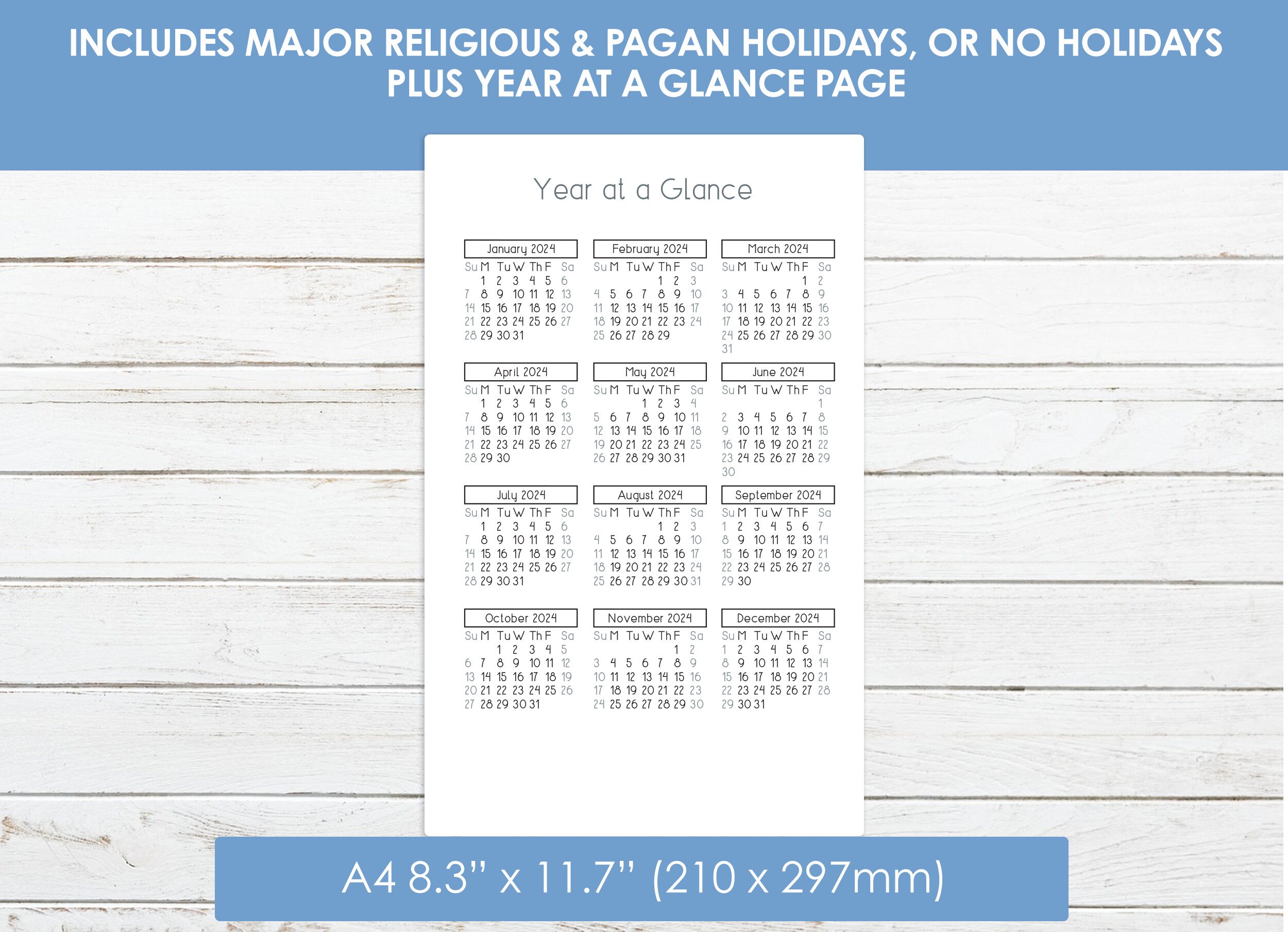 Printable 2024 Yearly Planner A4 Size - Etsy Australia