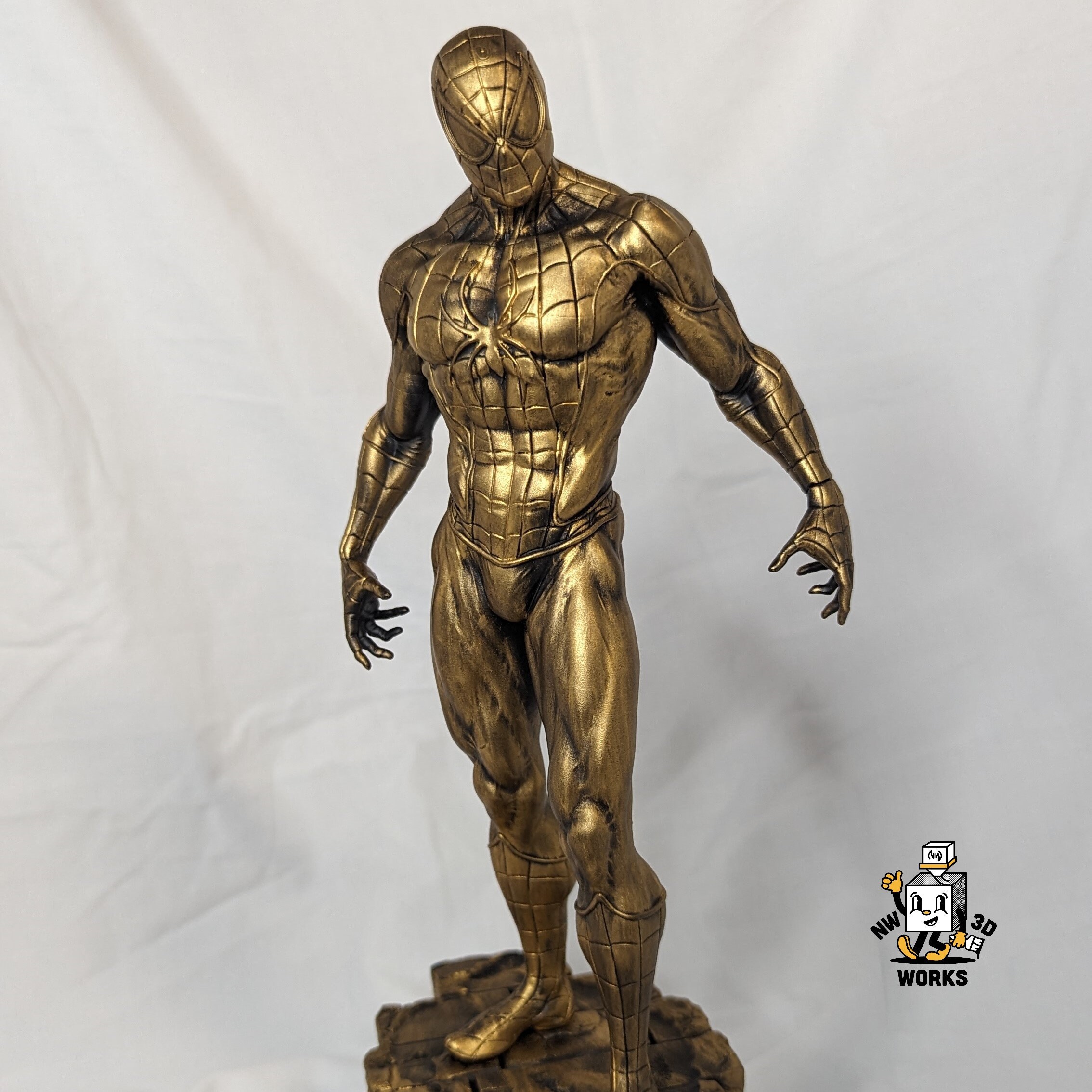Spider-man Statue Gold Fan Art - Etsy