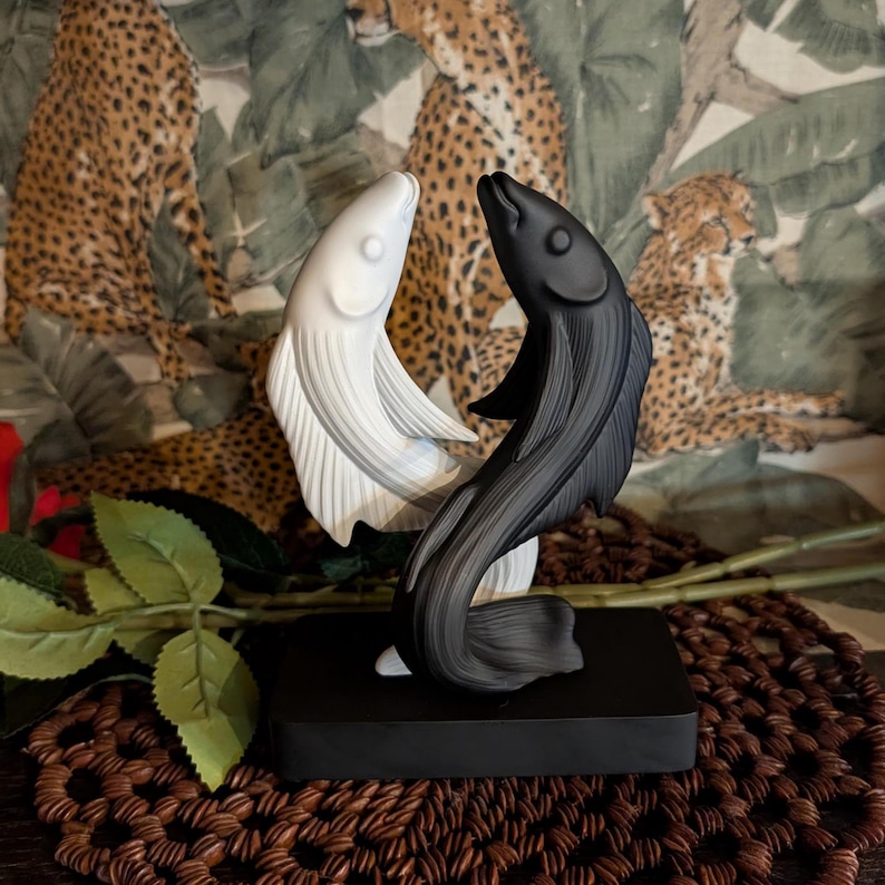 Yin Yang Koi Fish Statue - Hand-painted - 6.25" Feng Shui Art - Etsy