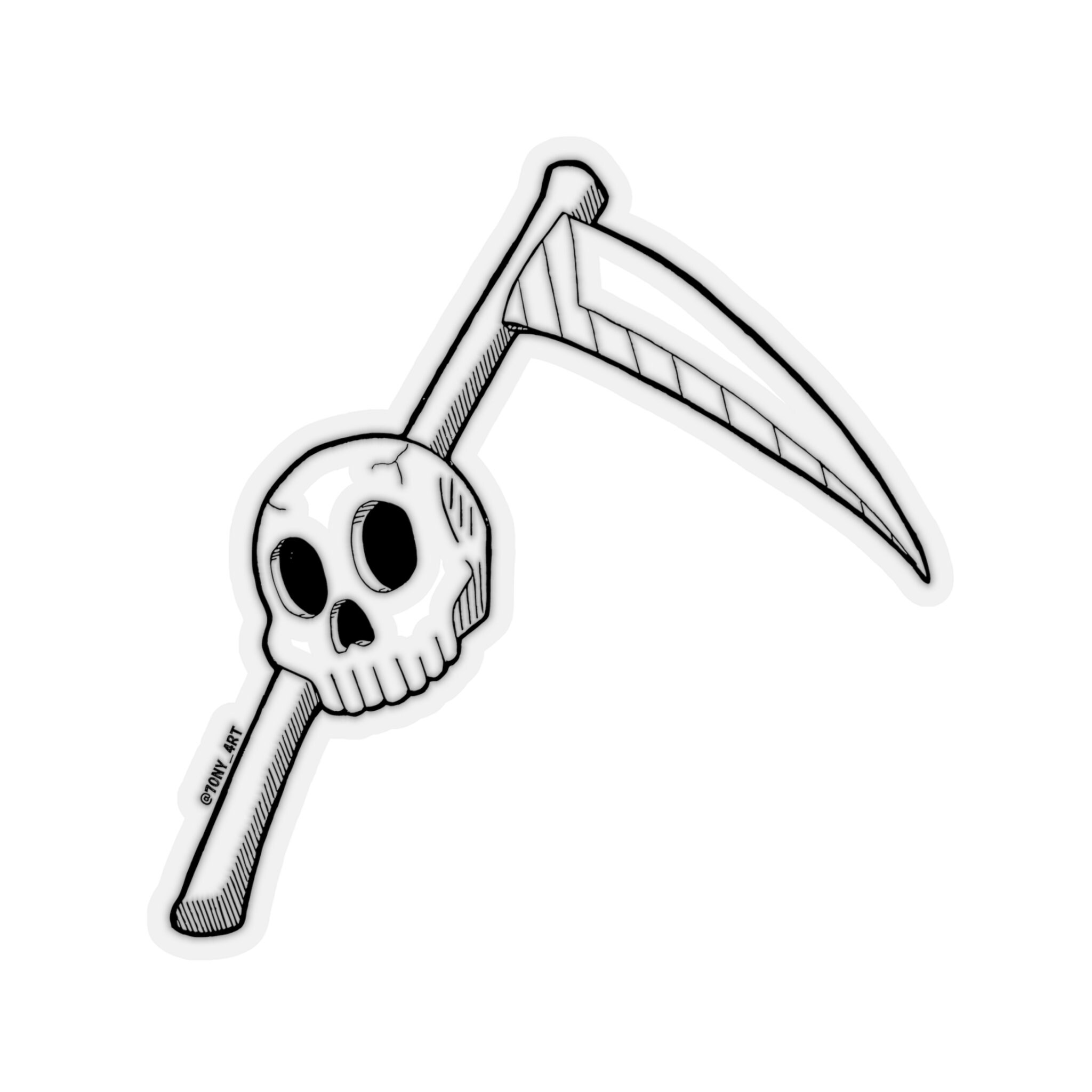 Rubber Hose Cartoon Skull Scythe Stickers - Etsy