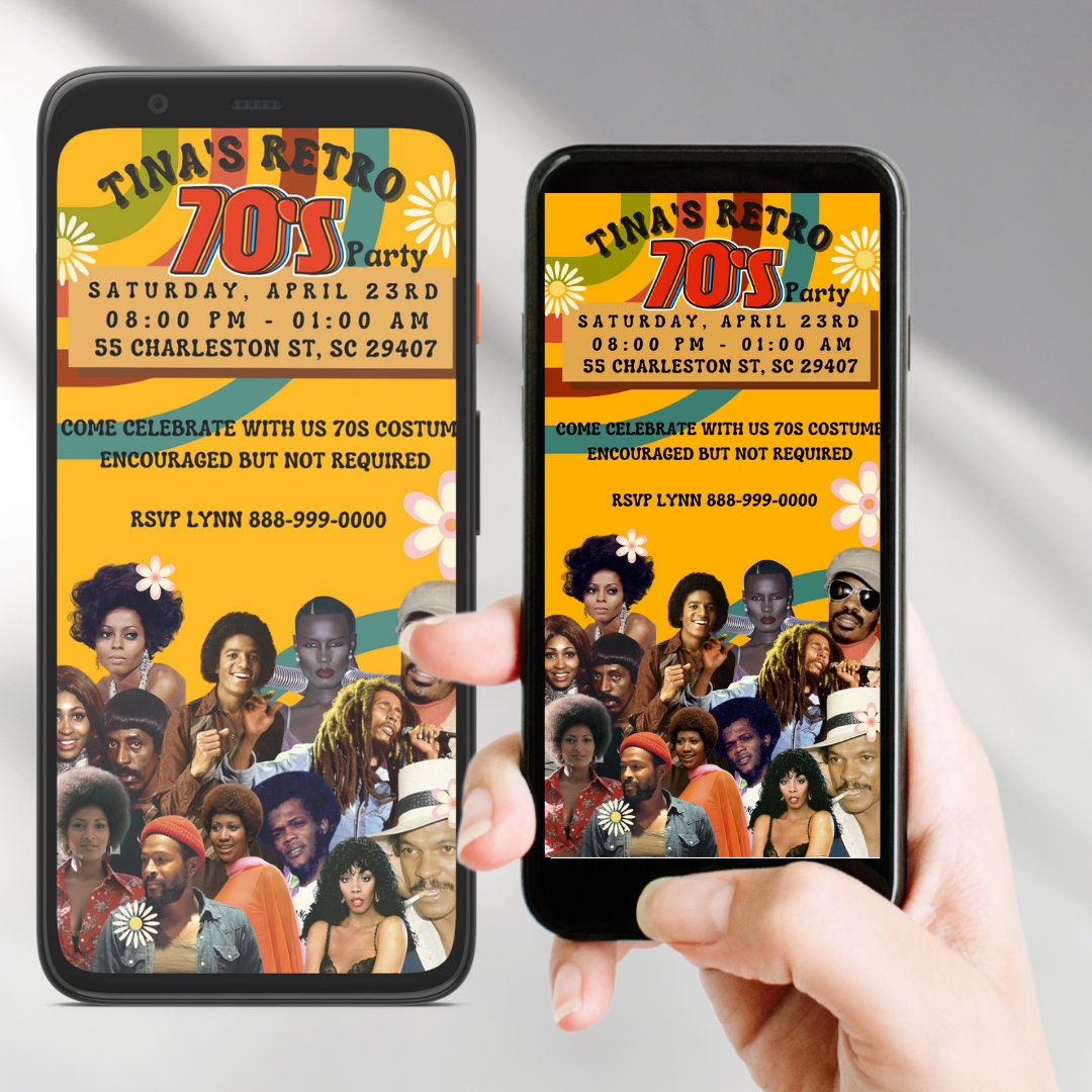 70s Birthday Party - Invite 1970s Birthday Party- Editable Evite ...