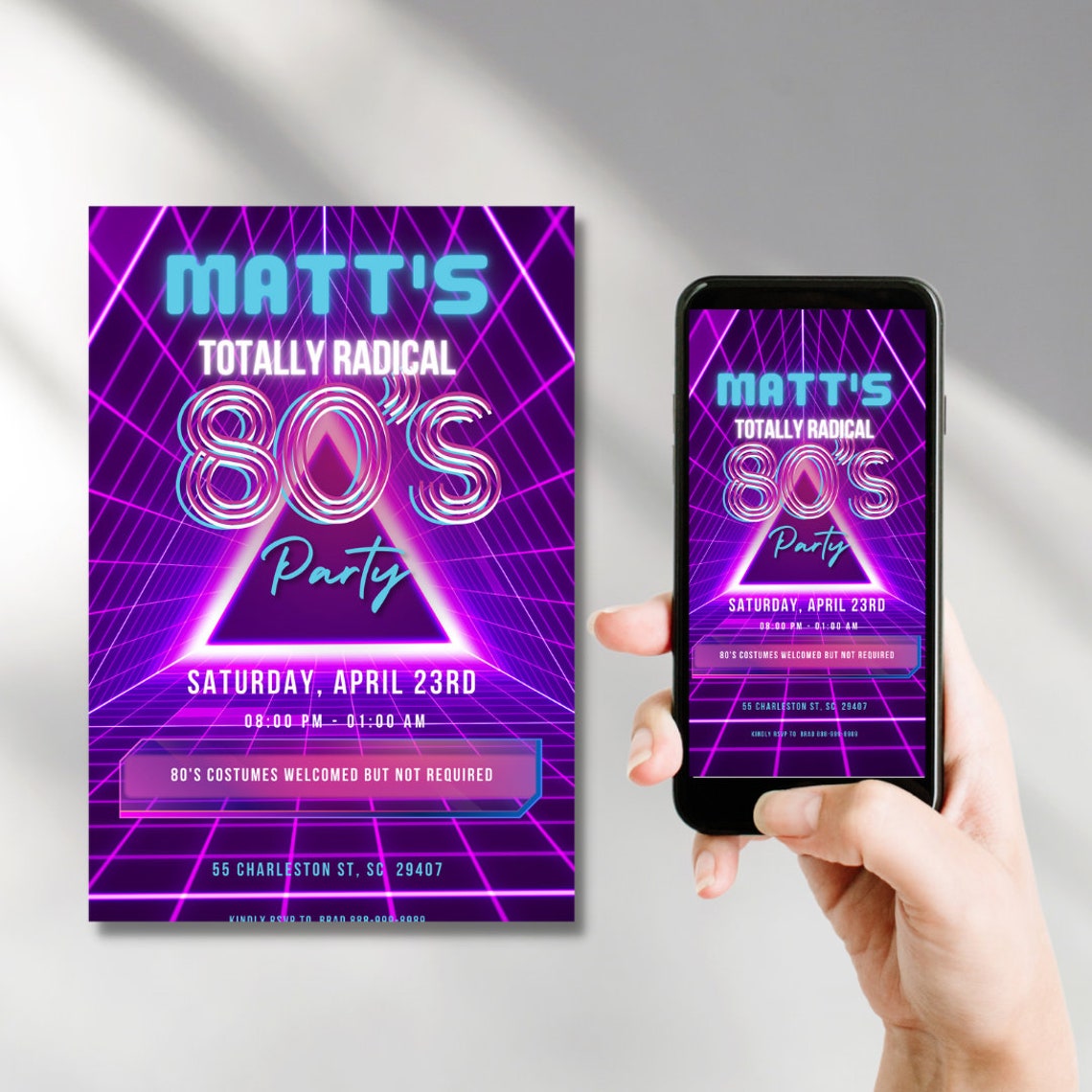 80s Birthday Party - Invite 1980s Birthday Party- Editable Invitation ...