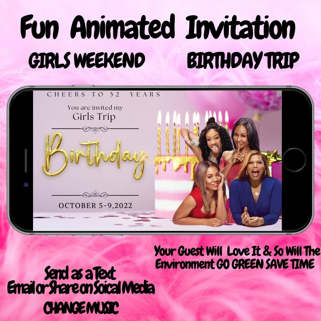 Girls Weekend Party Invitation- Girls Trip Evite- Girls Trip Video ...