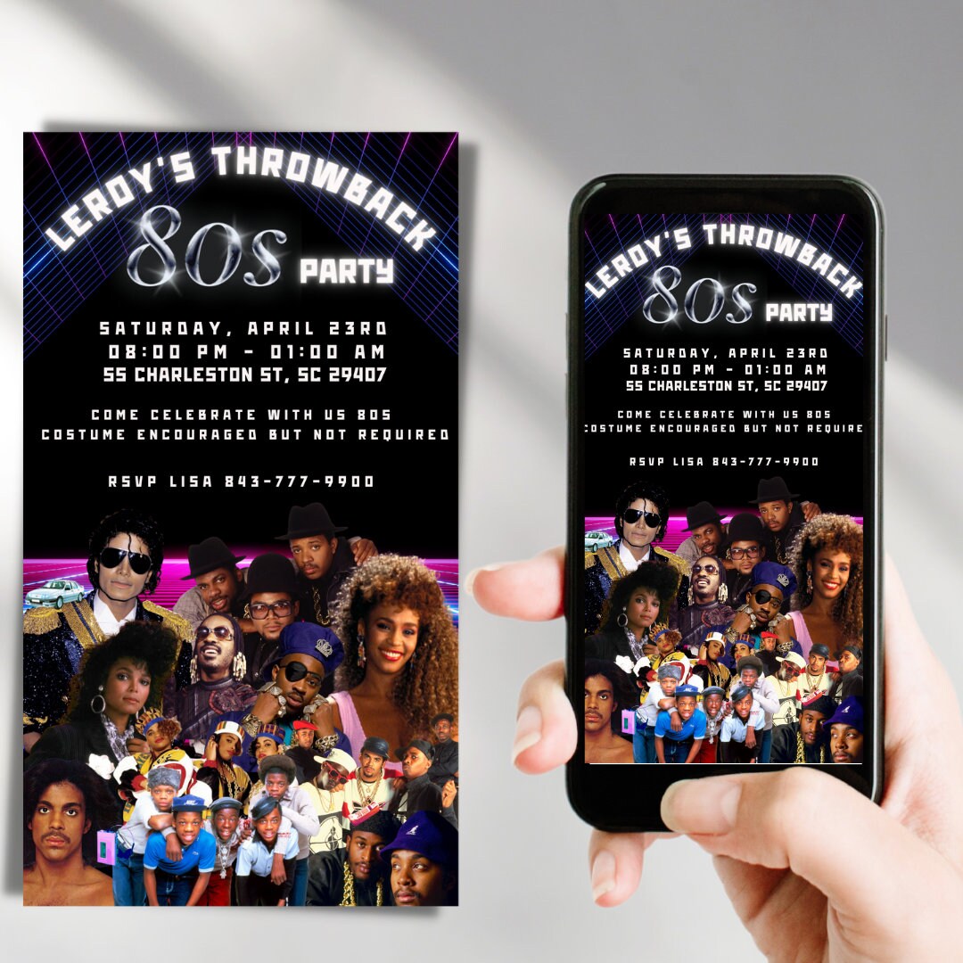 80s Birthday Party - Invite 1980s Birthday Party- Editable Invitation ...