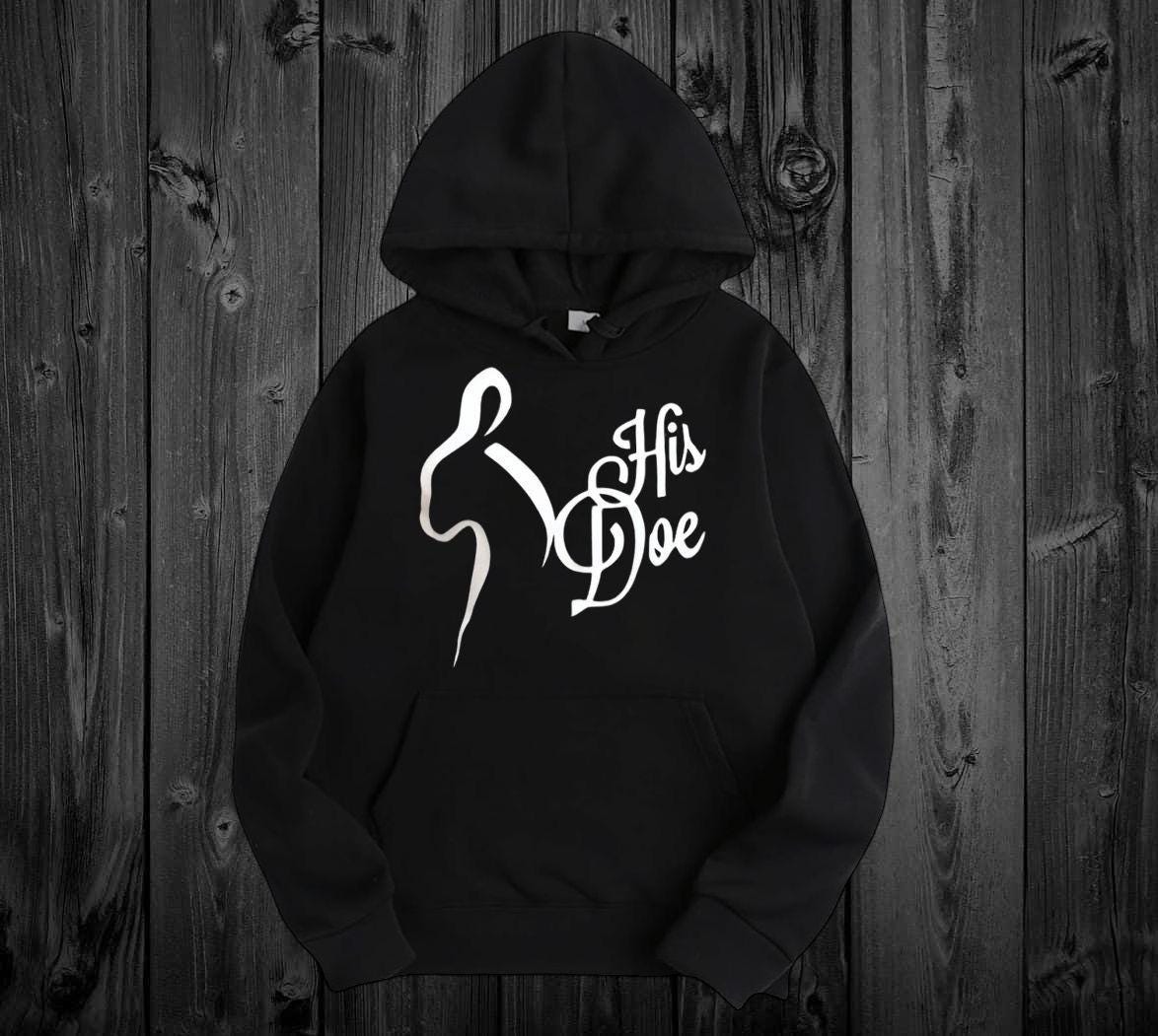 Her Buck, His Doe Couples Design Hood Pull Over Couples Matching ...