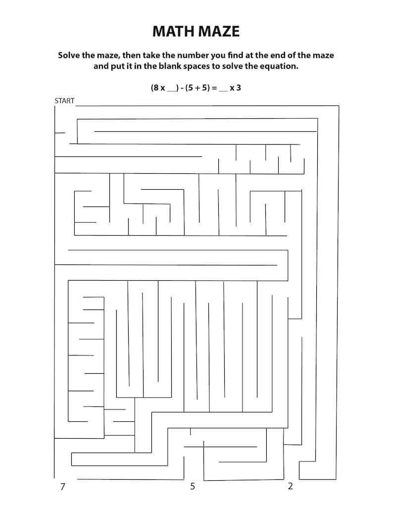 Printable Worksheets- Math Maze Bundle- Academic Resource - Etsy