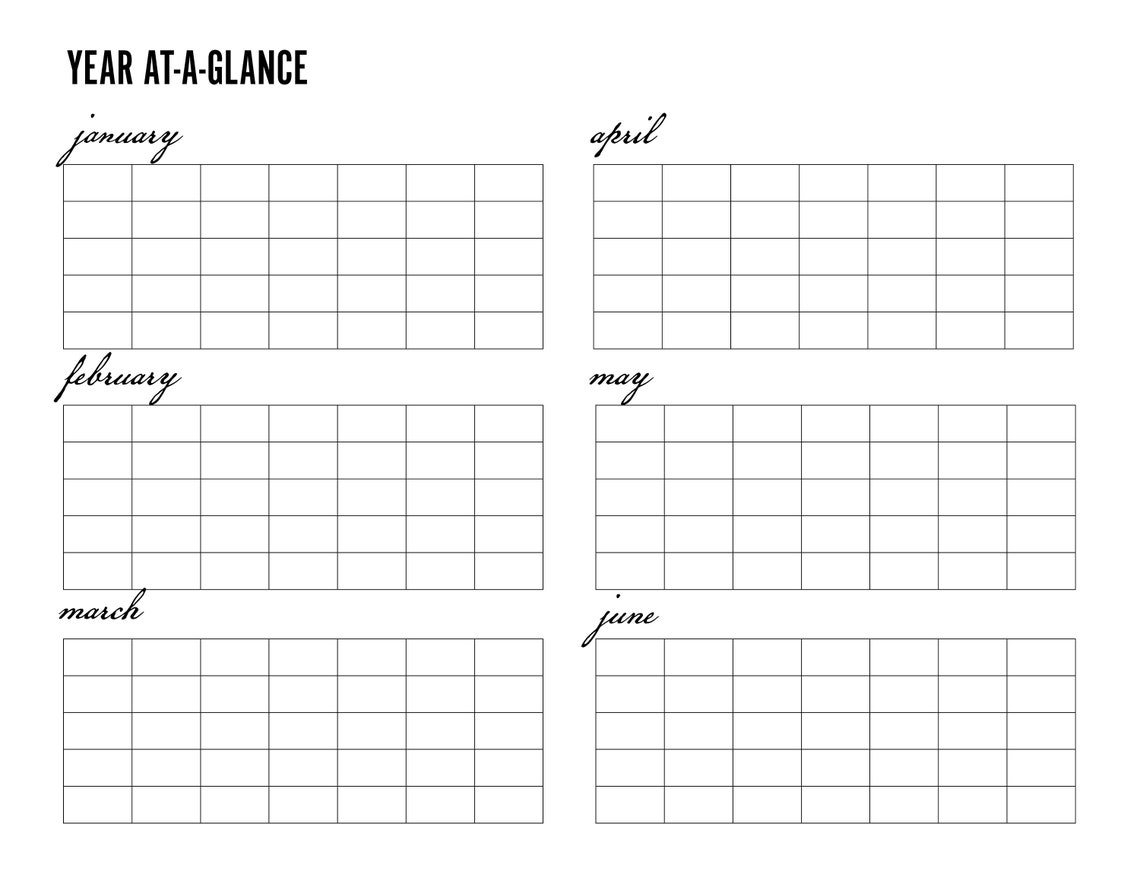 Printable Year-at-a-glance Perpetual Calendar Instant Download - Etsy