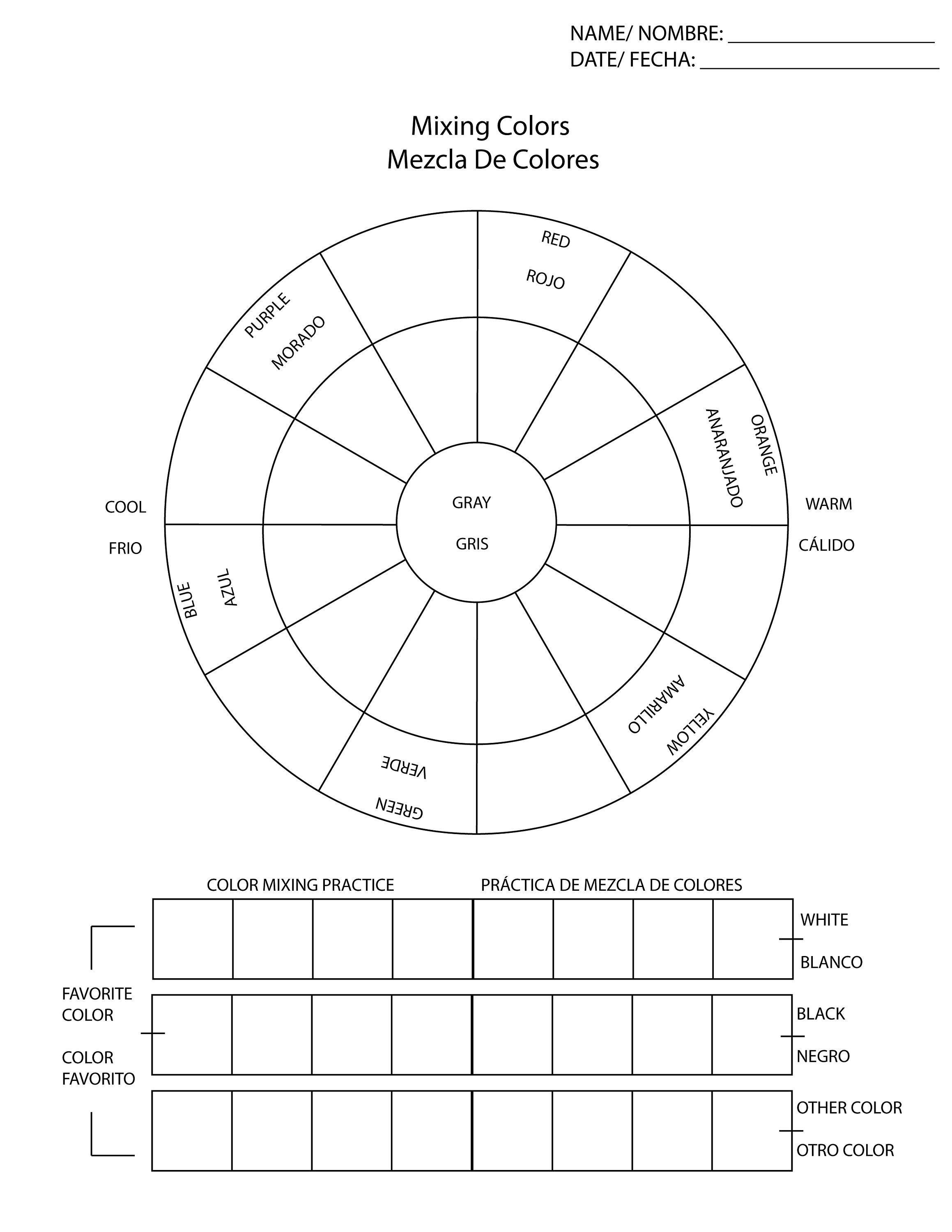 Color Wheel Worksheet Pdf