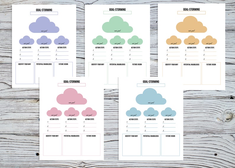 Goal Tracking Worksheet Bundle Colorful Habit Tracker - Etsy