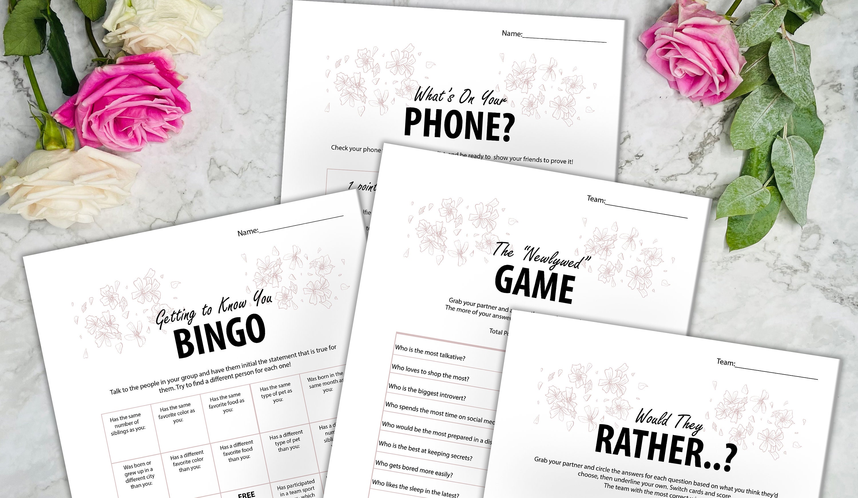 Printable Party Games Set of 4 Bachelorette Instant Download - Etsy