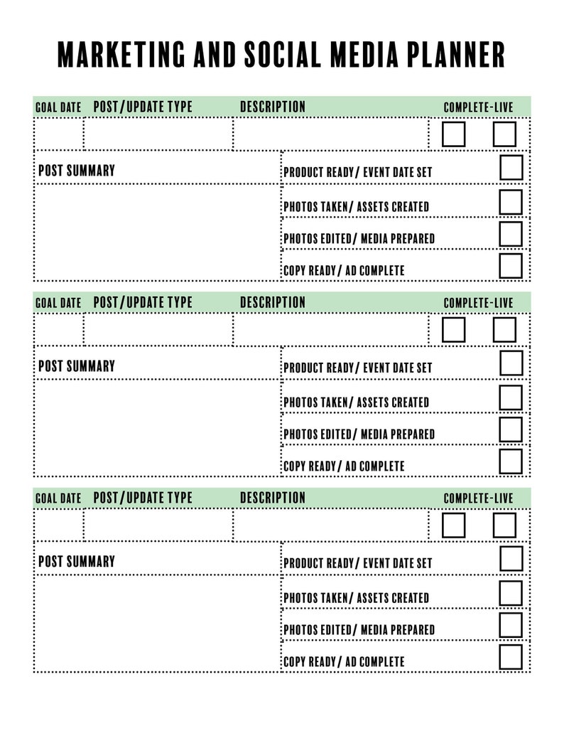 Printable Social Media Planner Home Business Instant Download - Etsy