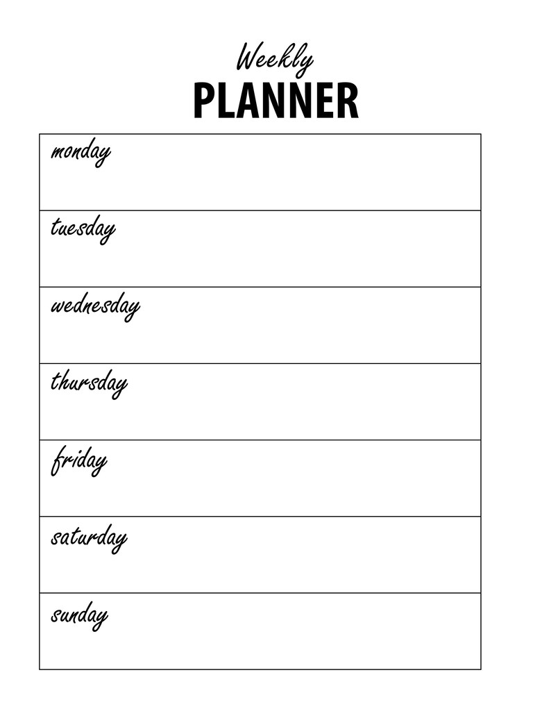 Simple Fill-in Weekly Planner Instant Download - Etsy