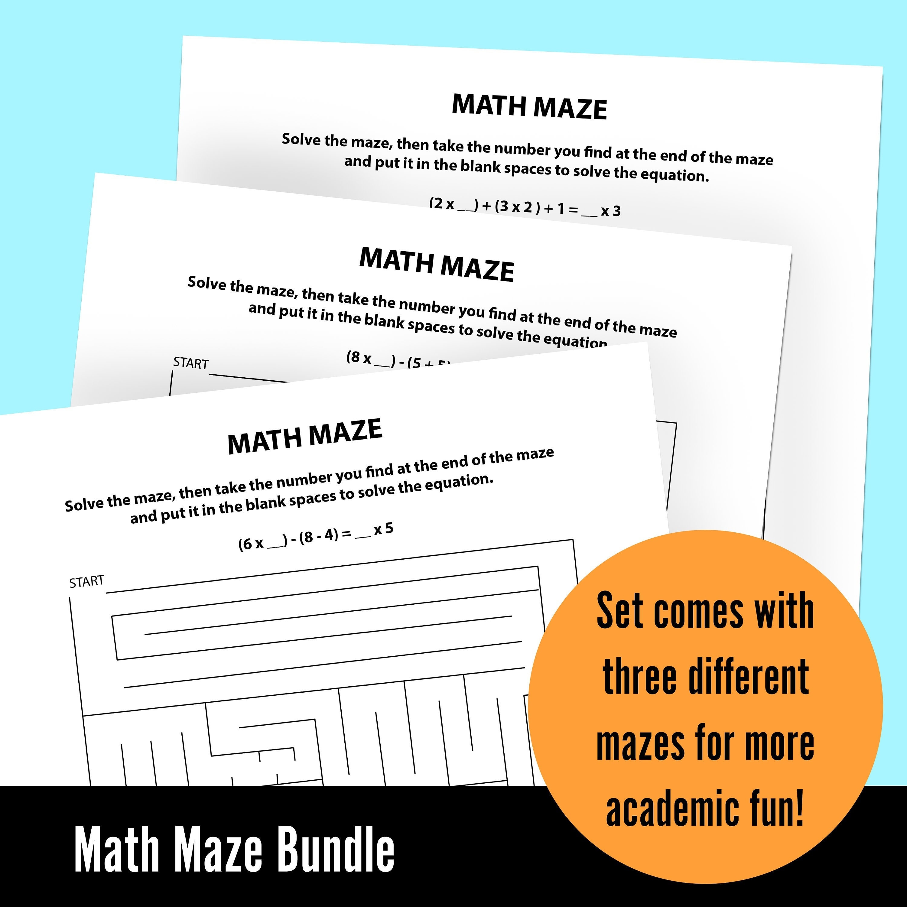 Printable Worksheets Math Maze Bundle Academic Resource - Etsy