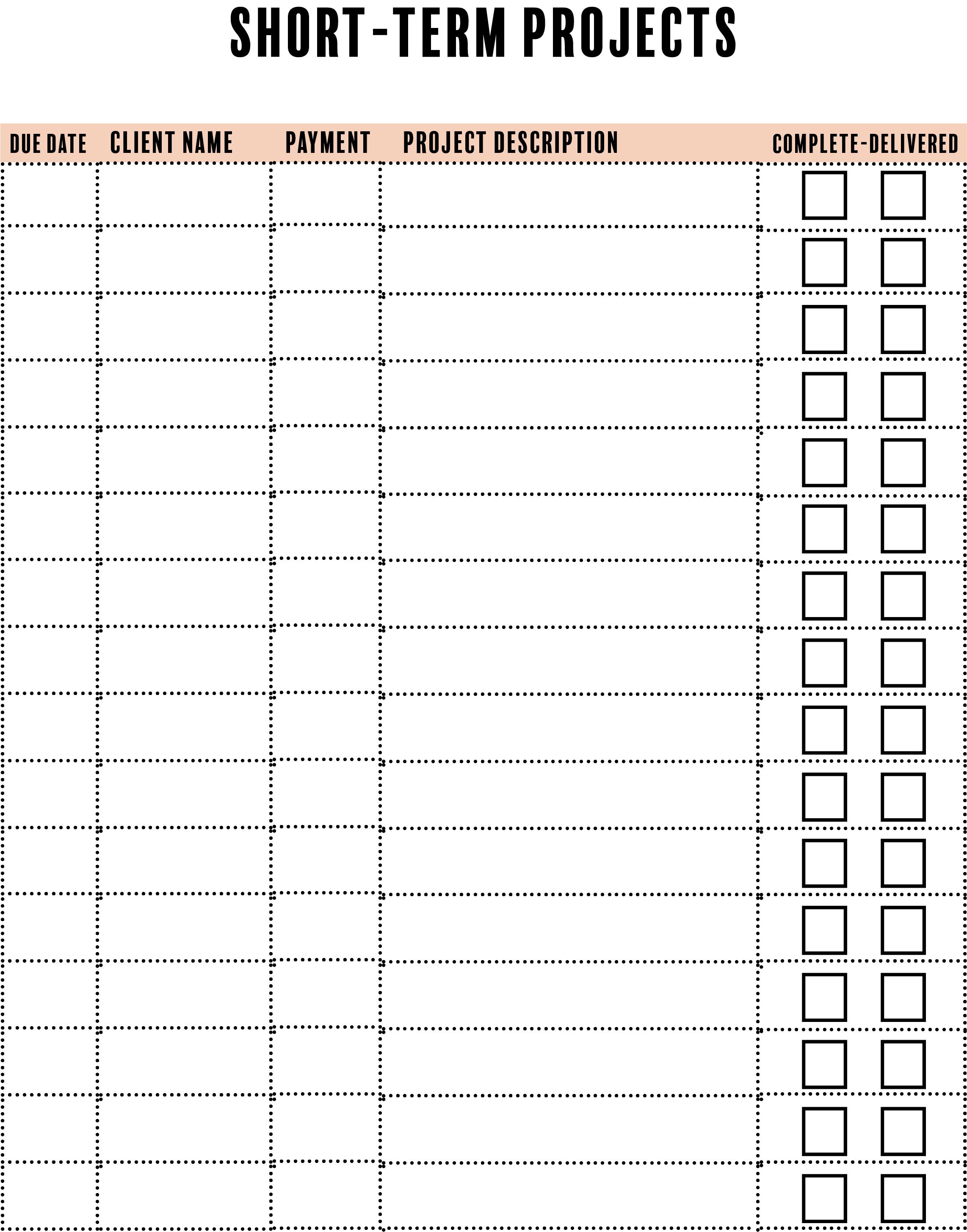 Printable Project Manager 3 Page Set Home Business Instant Download - Etsy