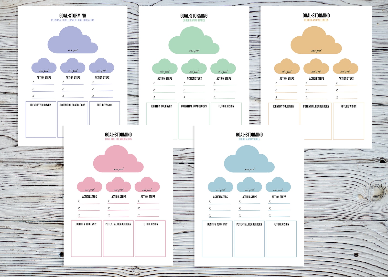 Goal Tracking Worksheet Bundle Colorful Habit Tracker - Etsy