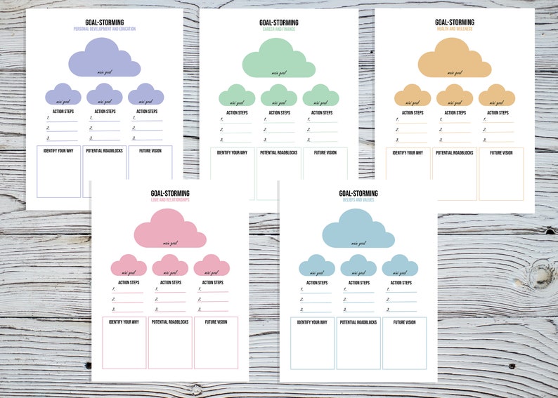 Goal Tracking Worksheet Bundle Colorful Habit Tracker - Etsy