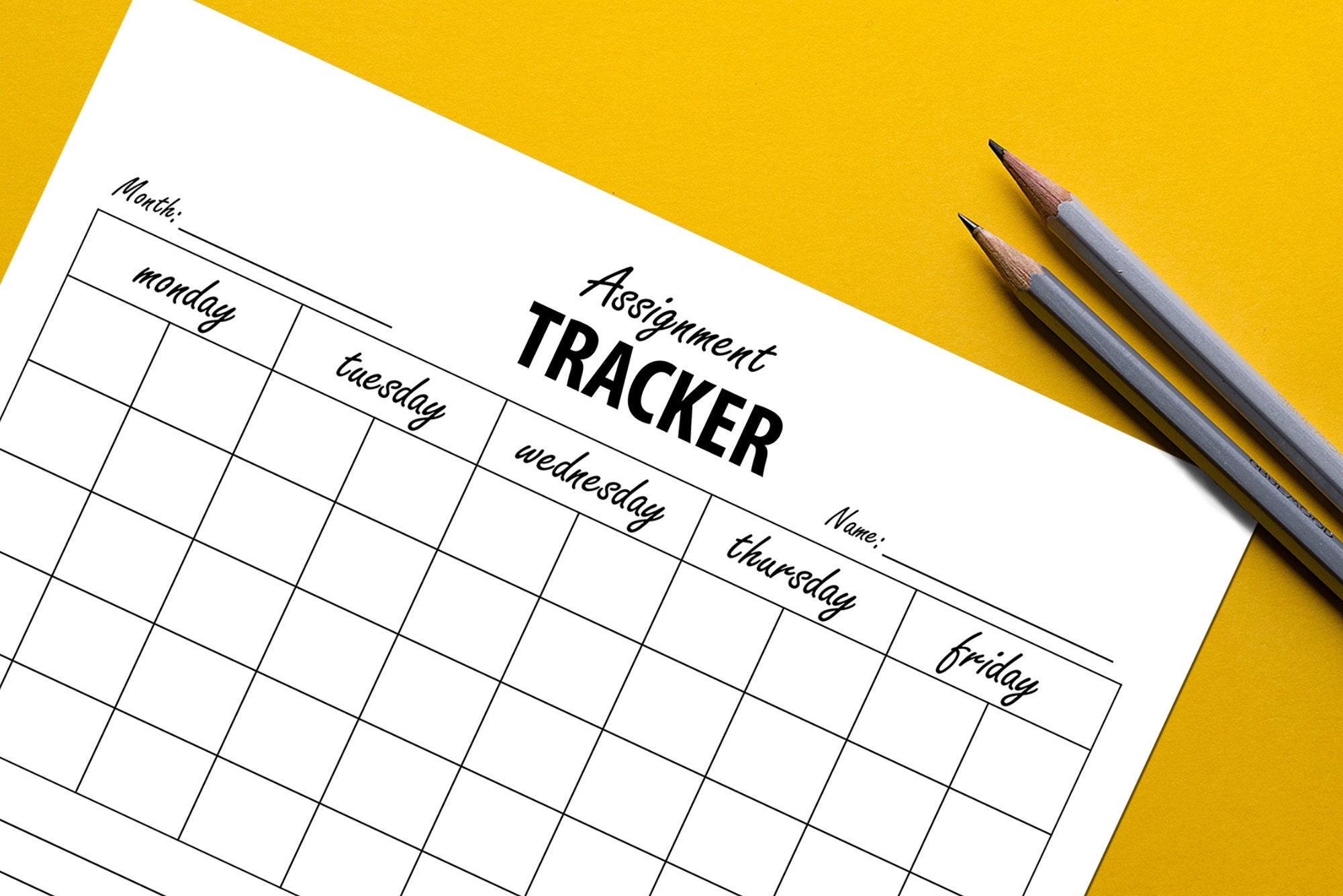 Printable Assignment Tracker- Homework Chart- Student Planner - Etsy