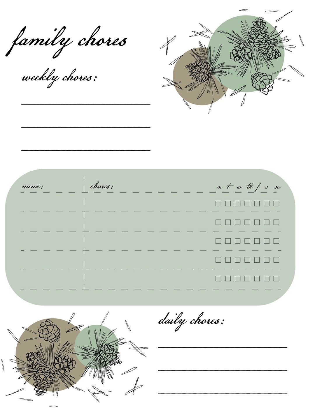 Printable Chore Chart Forest Theme Family Instant Download - Etsy