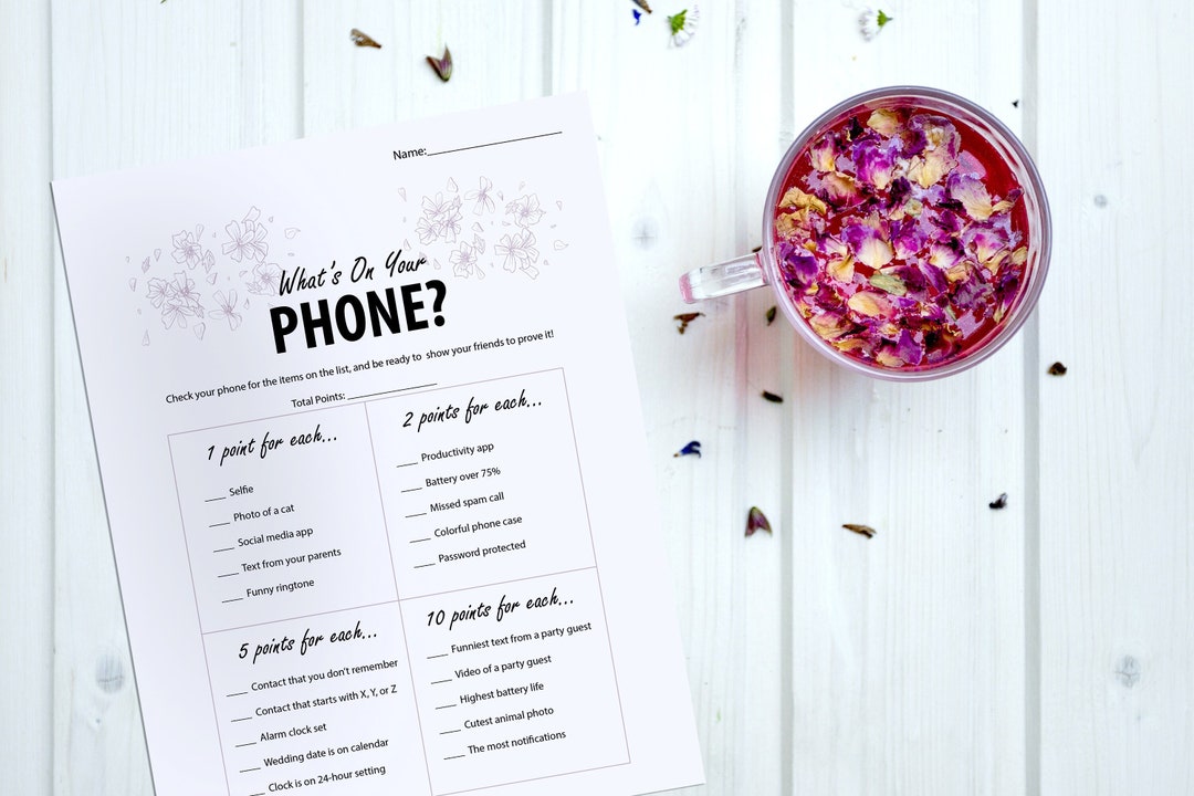 Printable Party Game What's on Your Phone Bachelorette Instant Download ...