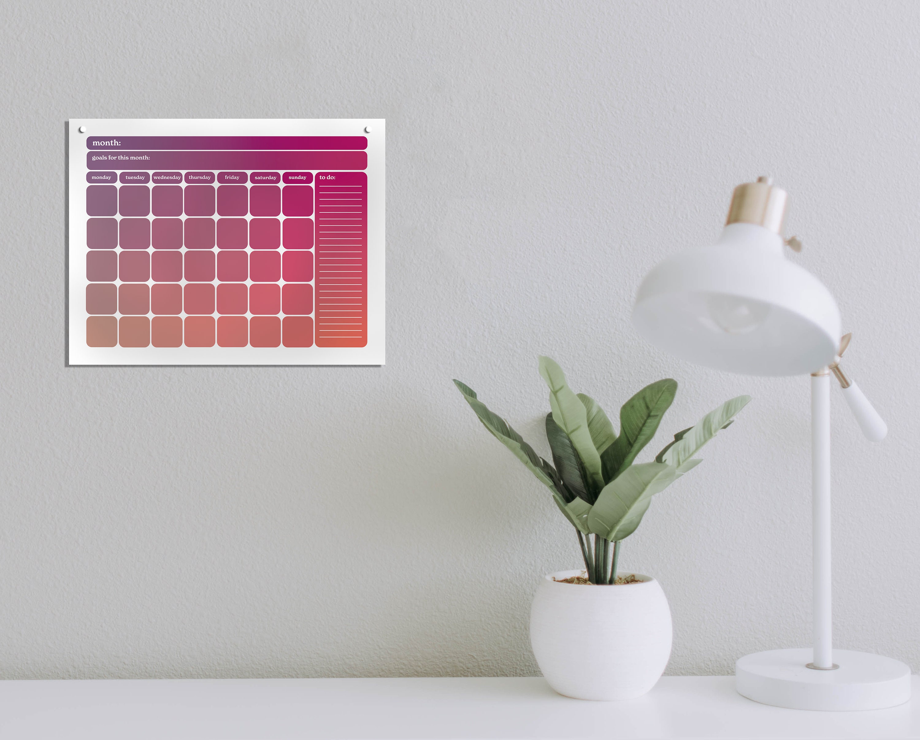 Printable Spectrum Calendar Pink Sunset Instant Download - Etsy