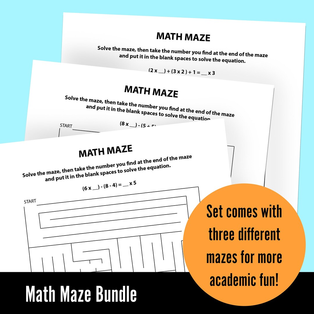 Printable Worksheets Math Maze Bundle Academic Resource - Etsy