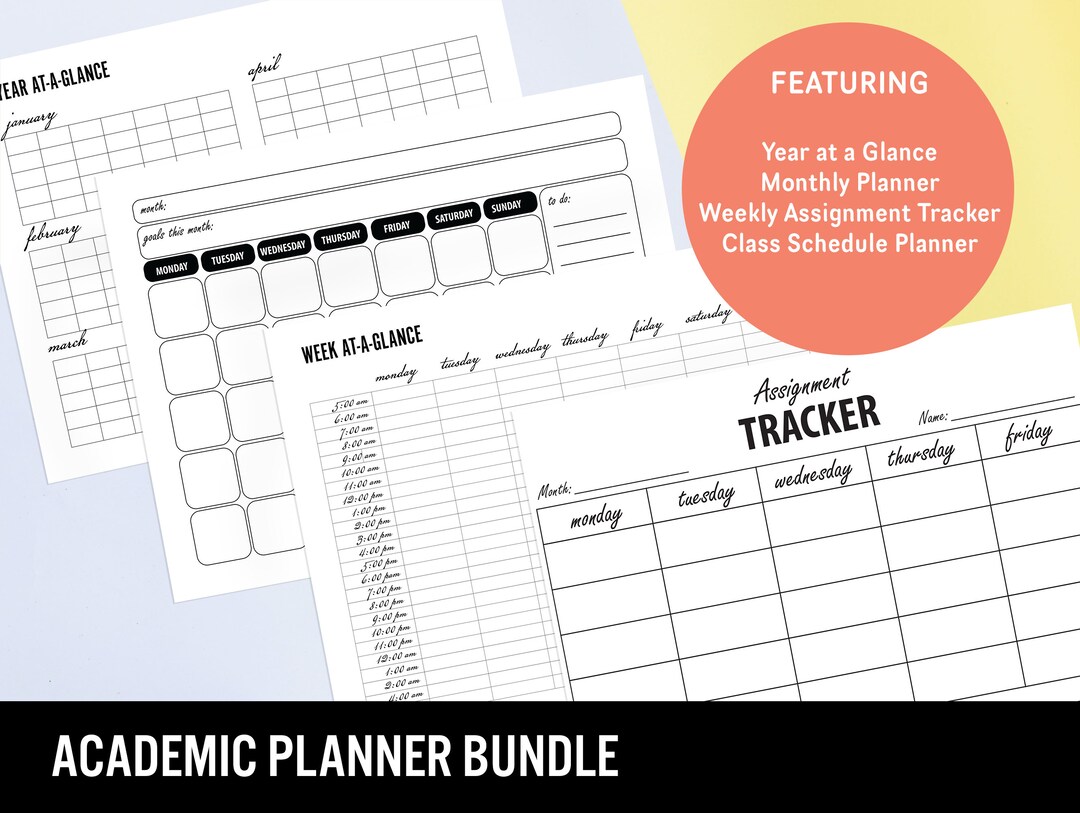 Undated Academic 12-month Printable Planner - Etsy