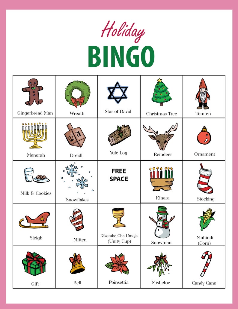 Printable Multicultural Holiday Bingo Instant Download - Etsy