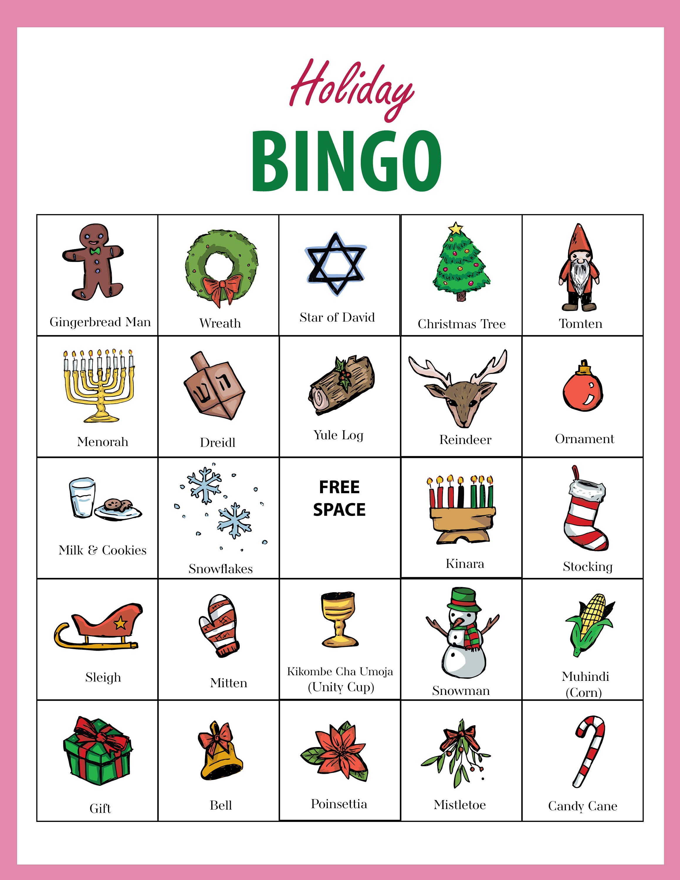 Printable Multicultural Holiday Bingo Instant Download - Etsy