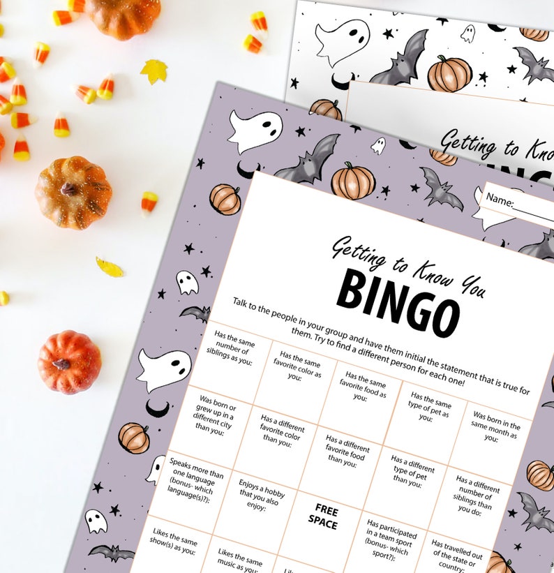 Printable Party Game Icebreaker Bingo Spooky Theme Instant Download - Etsy