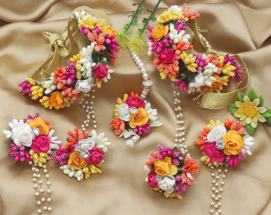 Artificial Mehndi Mayoon Floral Jewelry Set / Indian Pakistani - Etsy